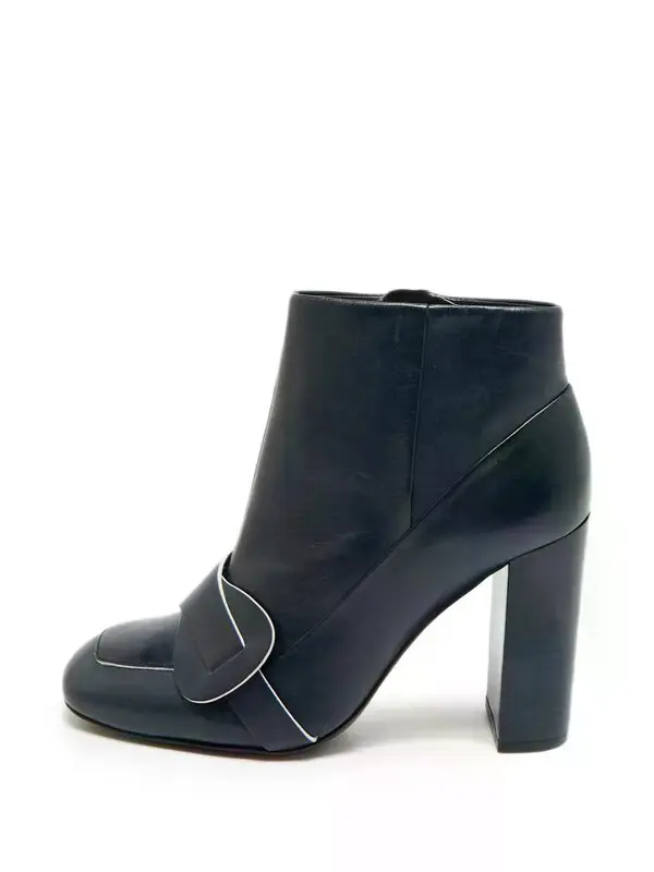 Tory Burch Leather Ankle Boots With Crossover Strap Detail - Blue