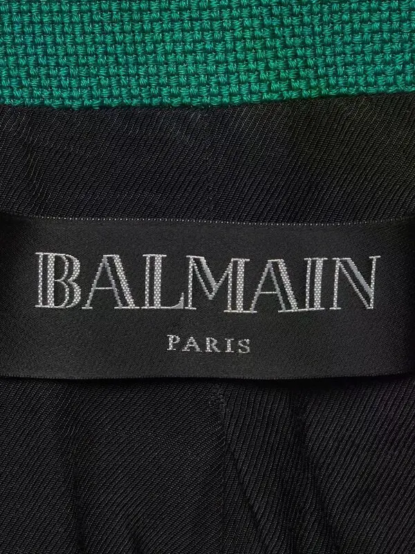 Balmain Basketweave Double-breasted Blazer - Green