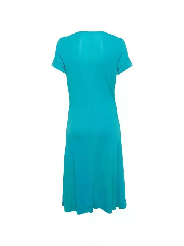 Ralph Lauren Ruched Beaded-tassel V-neck Midi Dress - Blue