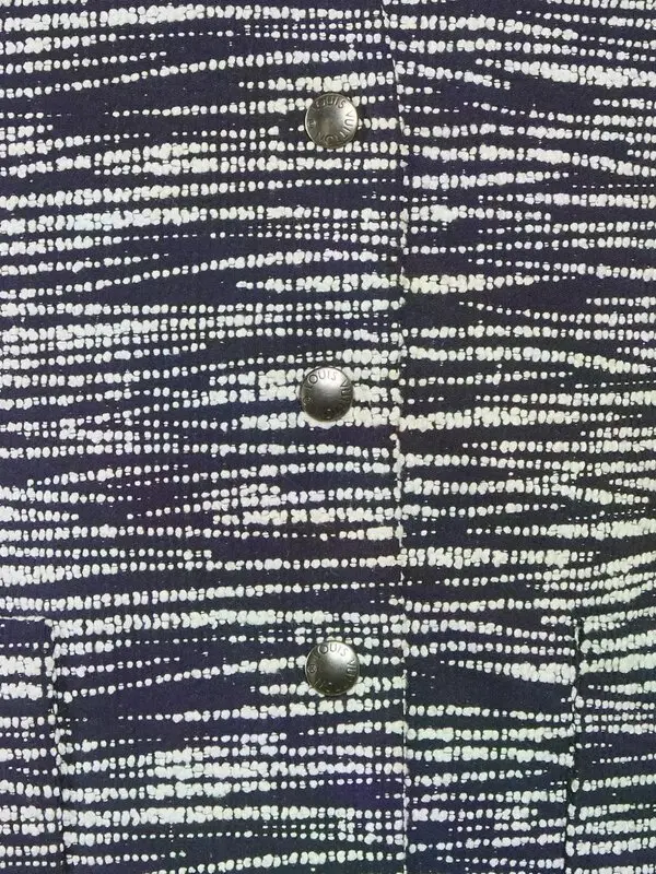 LOUIS VUITTON Navy Tweed V-neck Long Sleeve Blazer
