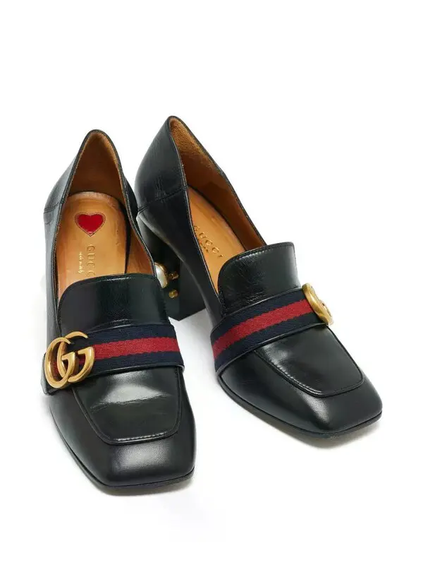 Gucci Peyton Calf Leather Block Heel Pumps