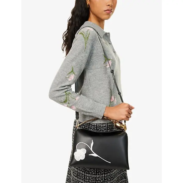 Erdem Midi Bloom Leather Top Handle Bag