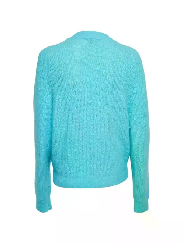GANNI Ribbed-knit V-neck Cardigan