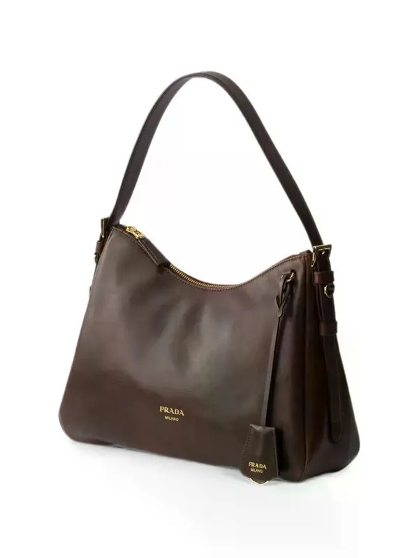 Prada Aimée Medium Leather Shoulder Bag - Brown