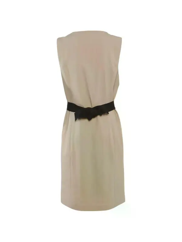 Moschino Beige V-neck Sleeveless Pleated Mini Dress