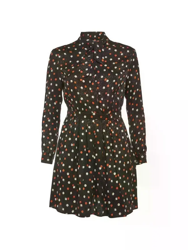 Saint Laurent Geometric Print Silk Mini Dress