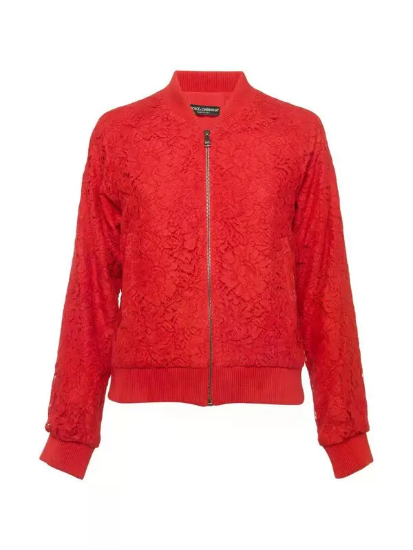 Dolce & Gabbana Corded Lace Zip-up Bomber Jacket - Red