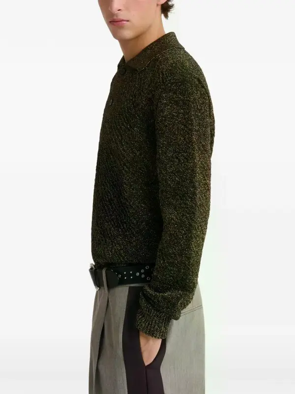 Marni Wool Polo Sweater With Lurex Detailing