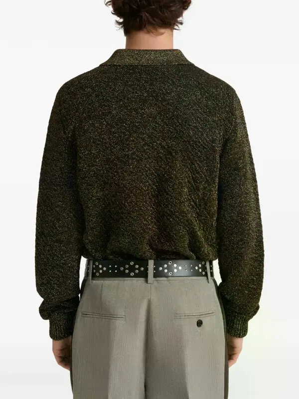 Marni Wool Polo Sweater With Lurex Detailing