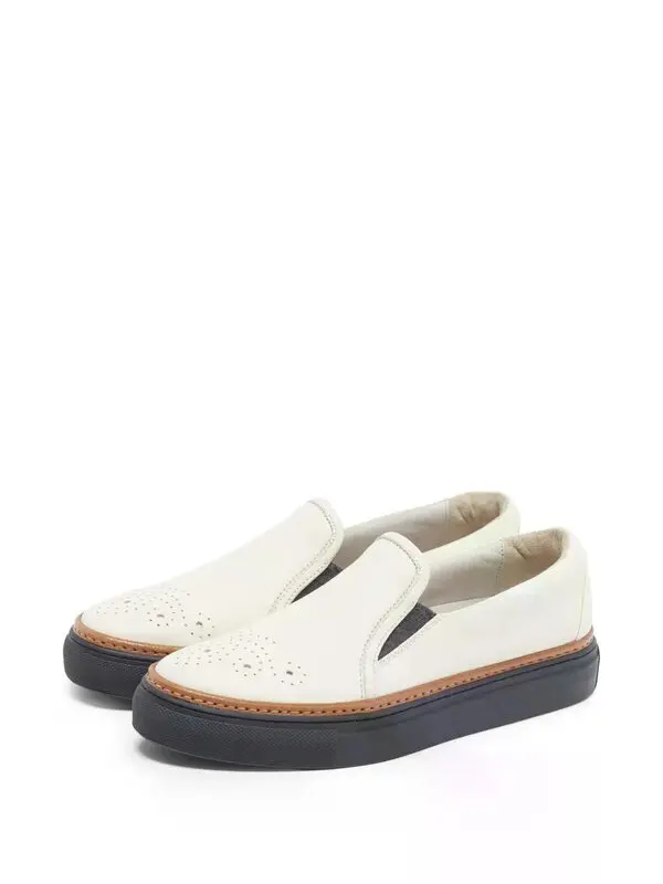Brunello Cucinelli Perforated Leather Slip-on Sneakers