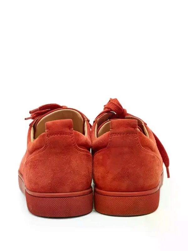 CHRISTIAN LOUBOUTIN Suede Round Toe Lace-up Sneakers - Red