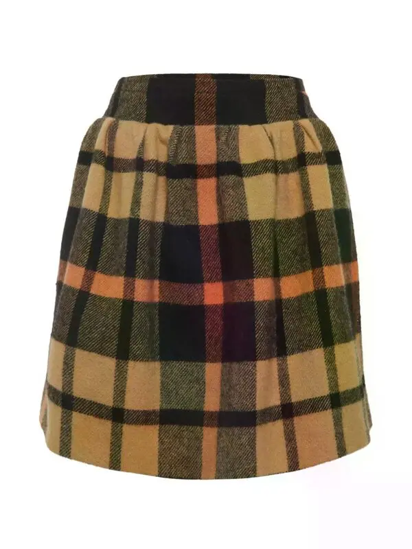 Sonia Rykiel Paris Plaid Wool Mini Skirt - Brown