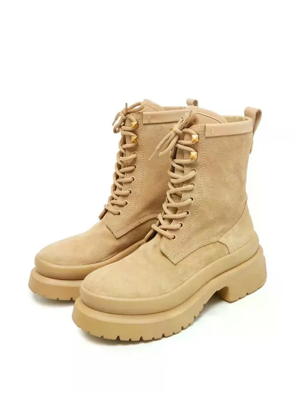 Valentino Garavani Suede Lace-up Combat Boots