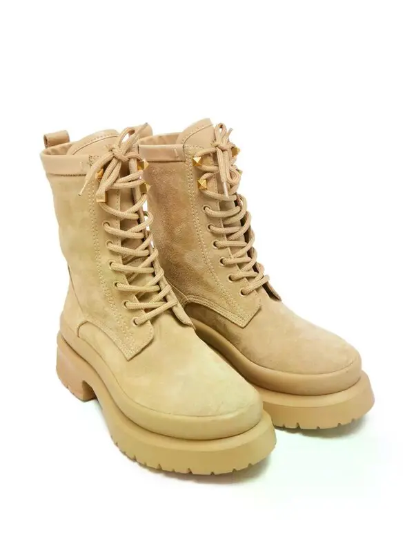 Valentino Garavani Suede Lace-up Combat Boots