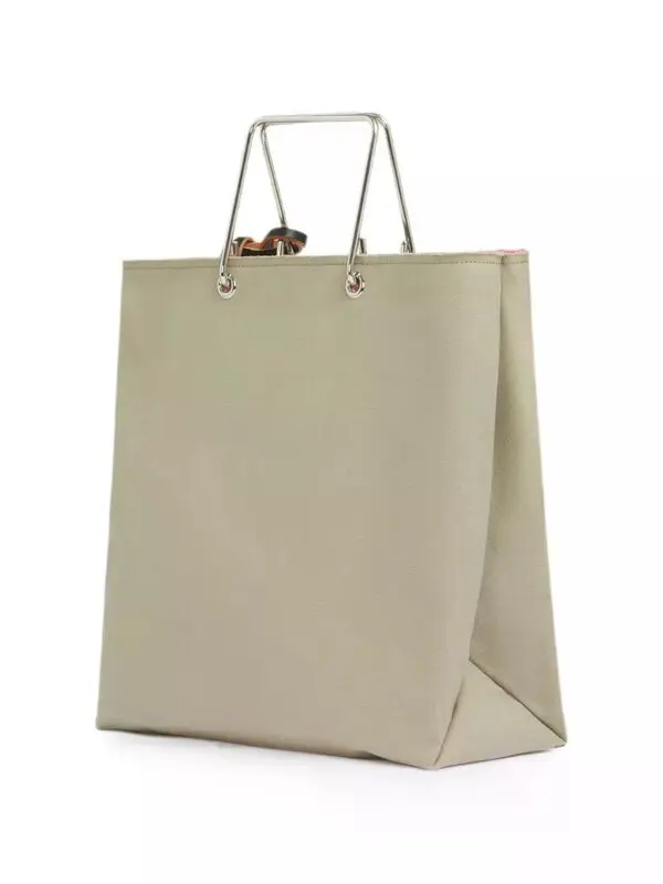 Marni Beige Canvas Shopper With Metal Handles