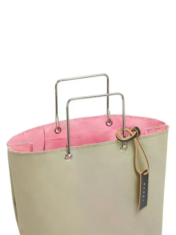 Marni Beige Canvas Shopper With Metal Handles