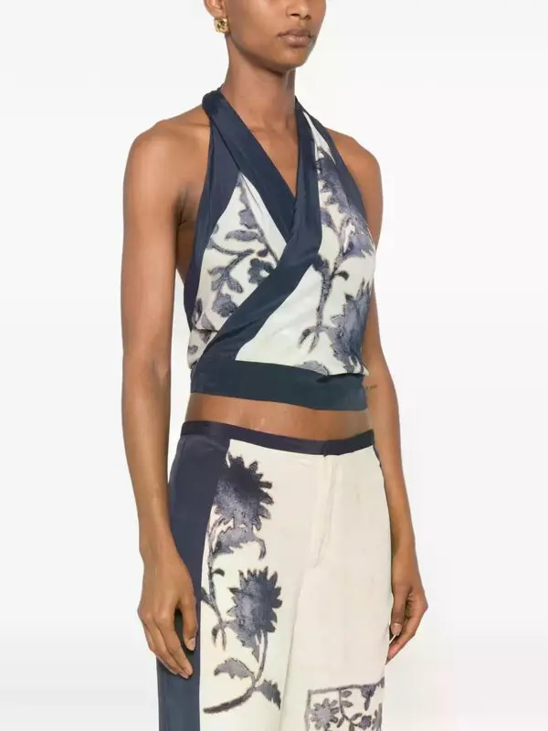 SIR. Phillipa Floral-print Halter-neck Top - Neutrals