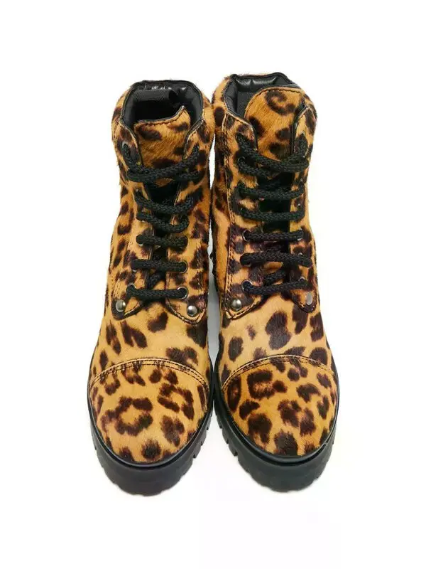 Miu Miu Leopard Print Calf Hair Ankle Boots