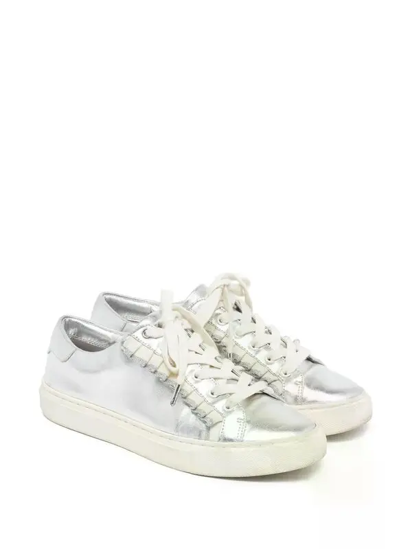 Tory Burch Leather Lace-up Sneakers With Ruffle Trim