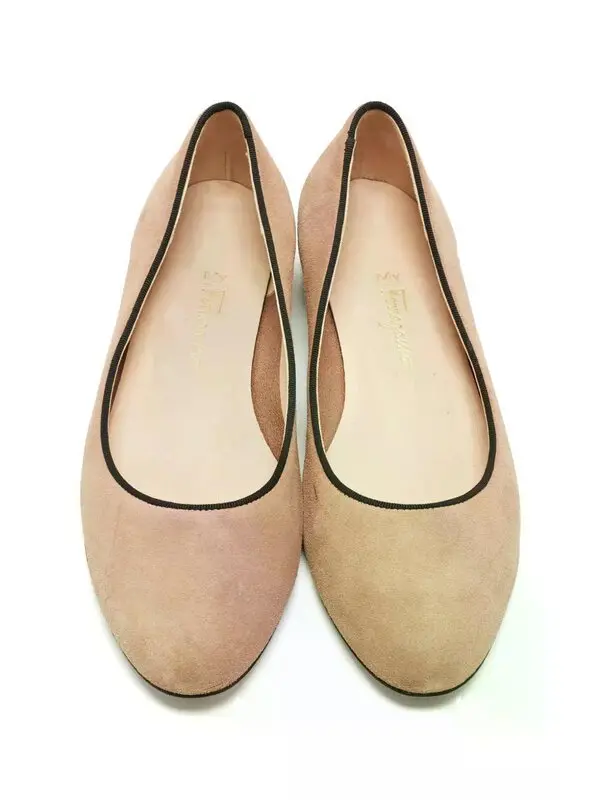 FERRAGAMO Suede Ballet Flats With Grosgrain Trim