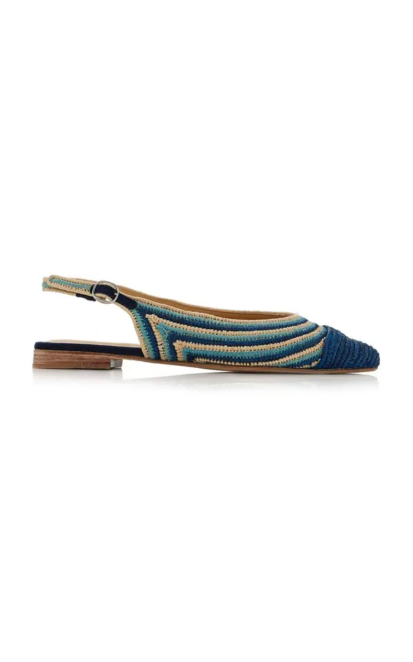 Gabriela Hearst Raffia Slingback Flats - Blue