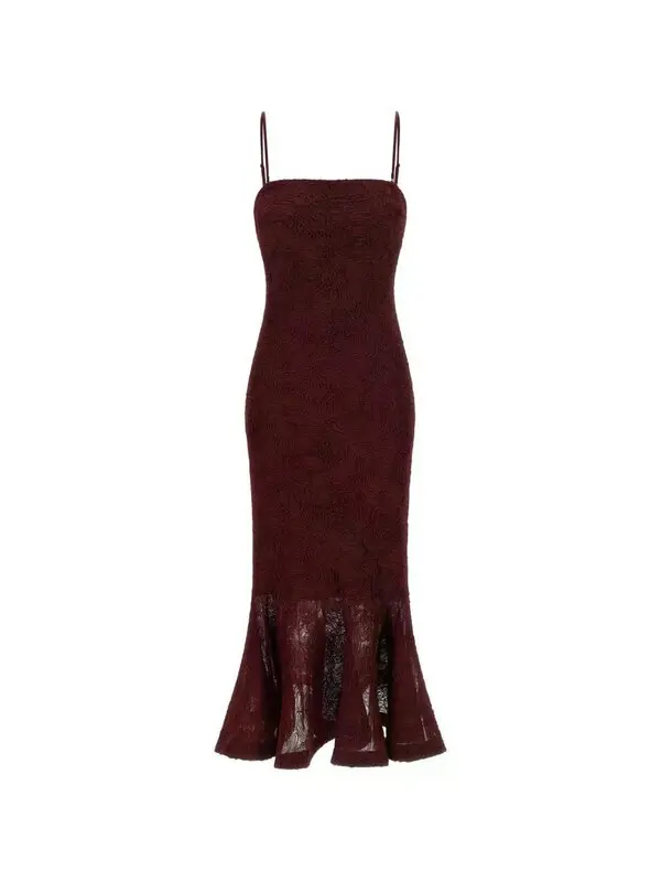 ROTATE BY BIRGER CHRISTENSEN Burgundy Floral Appliqué Midi Dress