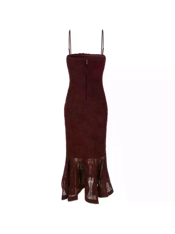 ROTATE BY BIRGER CHRISTENSEN Burgundy Floral Appliqué Midi Dress