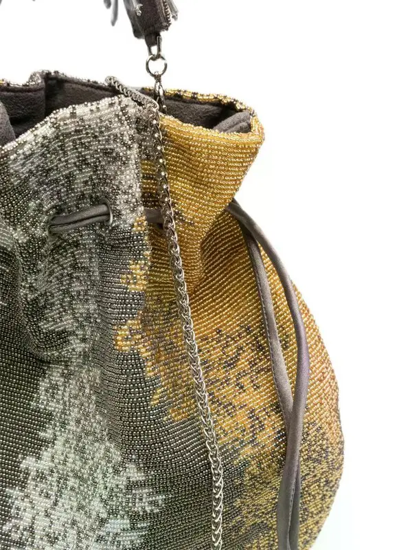 SLO_HAND_MADE Bead-embellished Bucket Bag - Grey