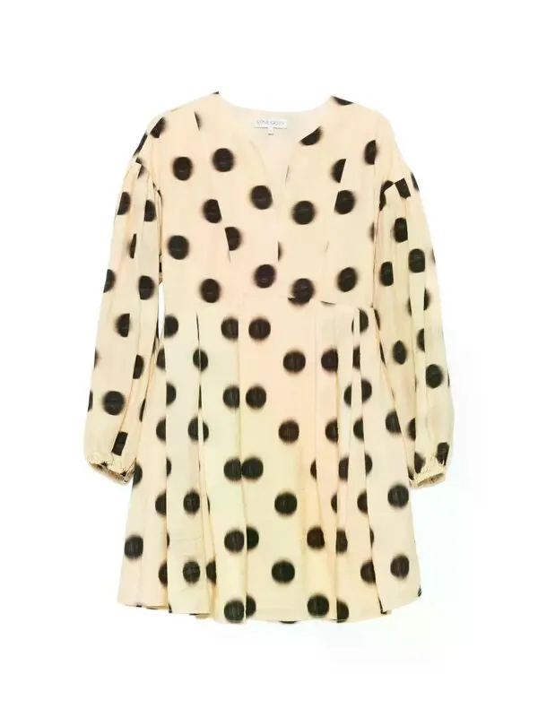 Stine Goya Cream Polka-dot Balloon-sleeve Dress