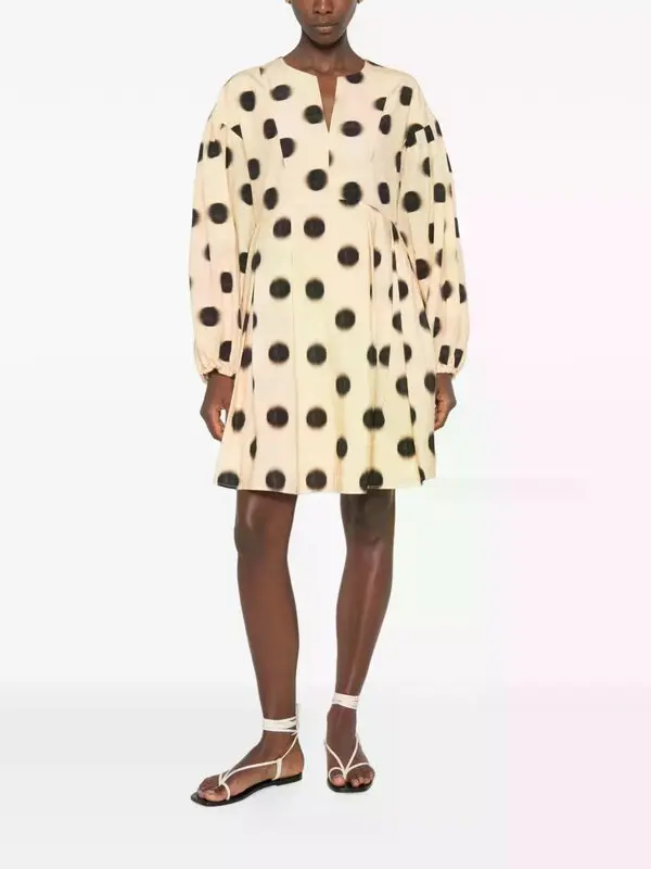 Stine Goya Cream Polka-dot Balloon-sleeve Dress