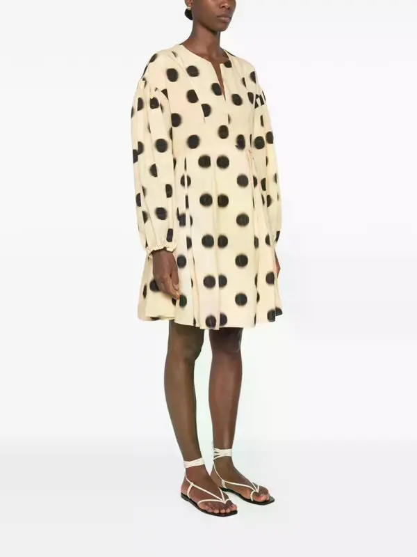 Stine Goya Cream Polka-dot Balloon-sleeve Dress