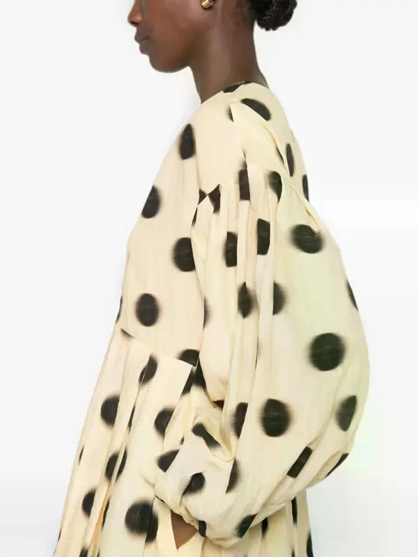 Stine Goya Cream Polka-dot Balloon-sleeve Dress