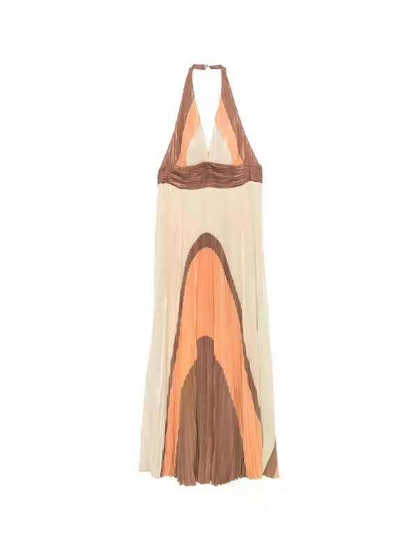 MAESTRI Pleated Halterneck Maxi Dress