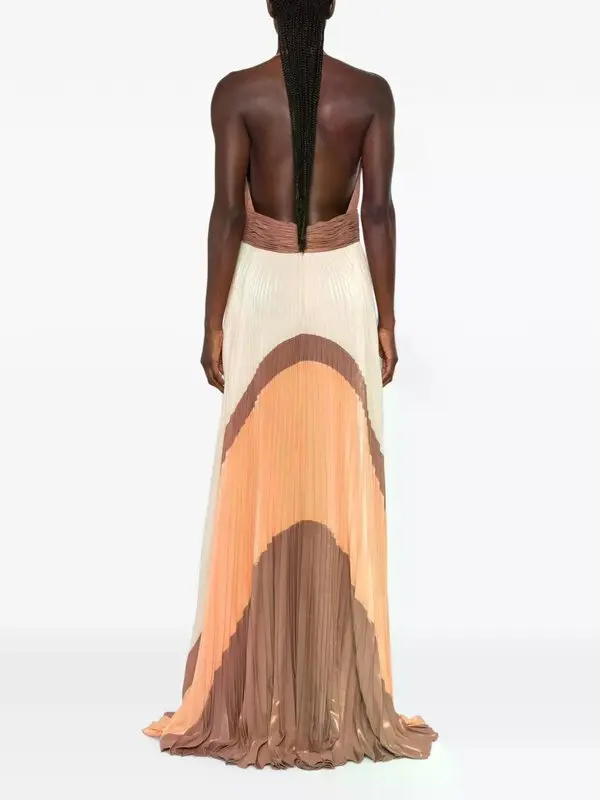 MAESTRI Pleated Halterneck Maxi Dress