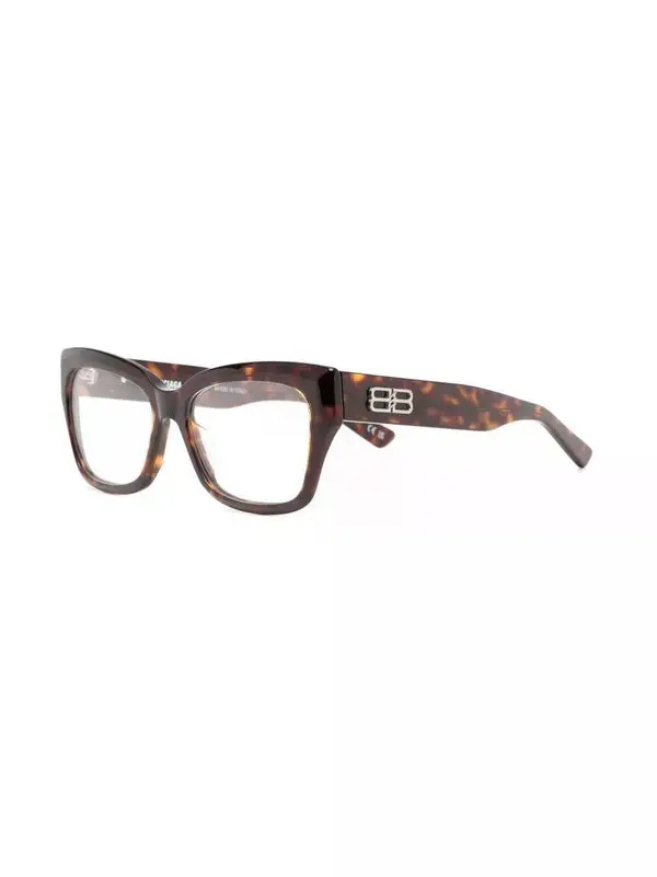 Balenciaga Logo Plaque Tortoiseshell Cat-eye Glasses