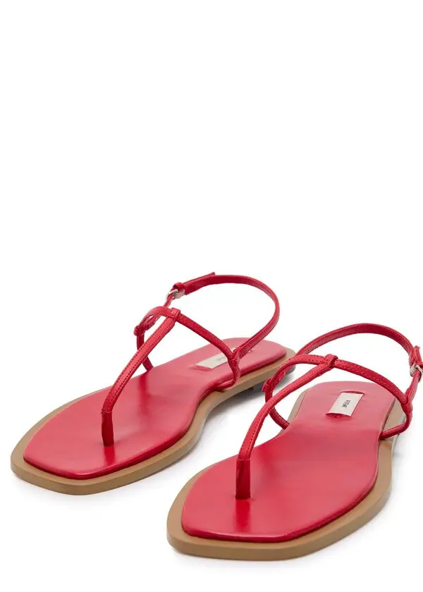 TOTEME T-strap Leather Sandals - Red