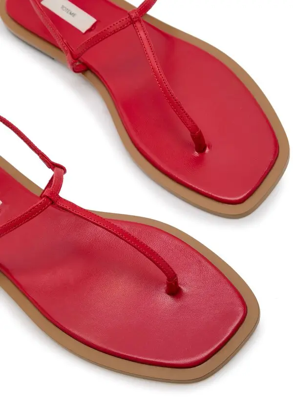 TOTEME T-strap Leather Sandals - Red