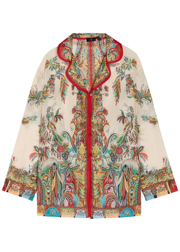 Etro Printed Silk Cover-up Shirt