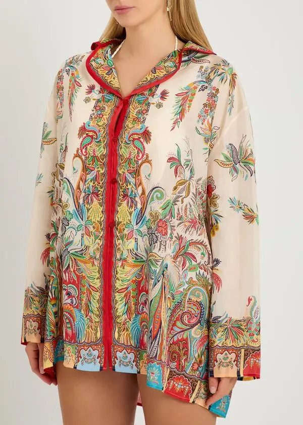 Etro Printed Silk Cover-up Shirt