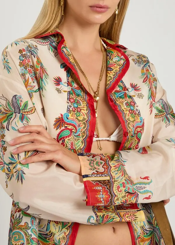 Etro Printed Silk Cover-up Shirt