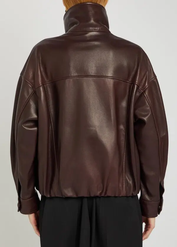Nour Hammour Roland Funnel-neck Panelled Leather Jacket