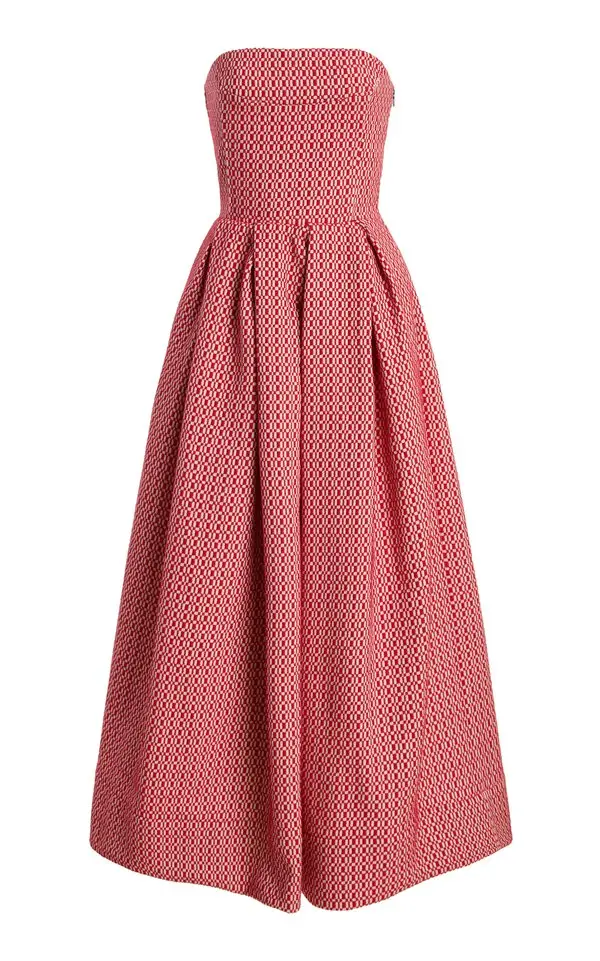 Rosie Assoulin Woven Strapless Gown - Red