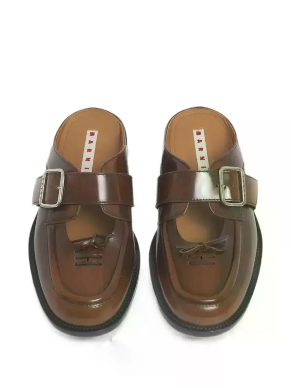 Marni Leather Buckle Sabot Mules