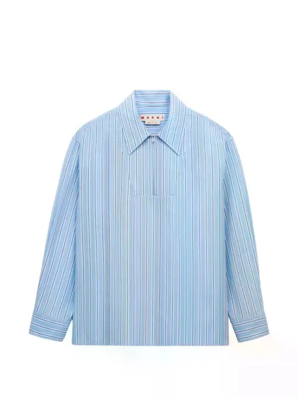 Marni Light Striped Poplin Shirt With Zipper Bib