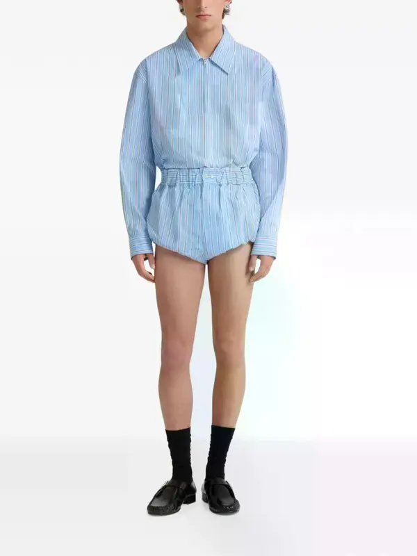 Marni Light Striped Poplin Shirt With Zipper Bib