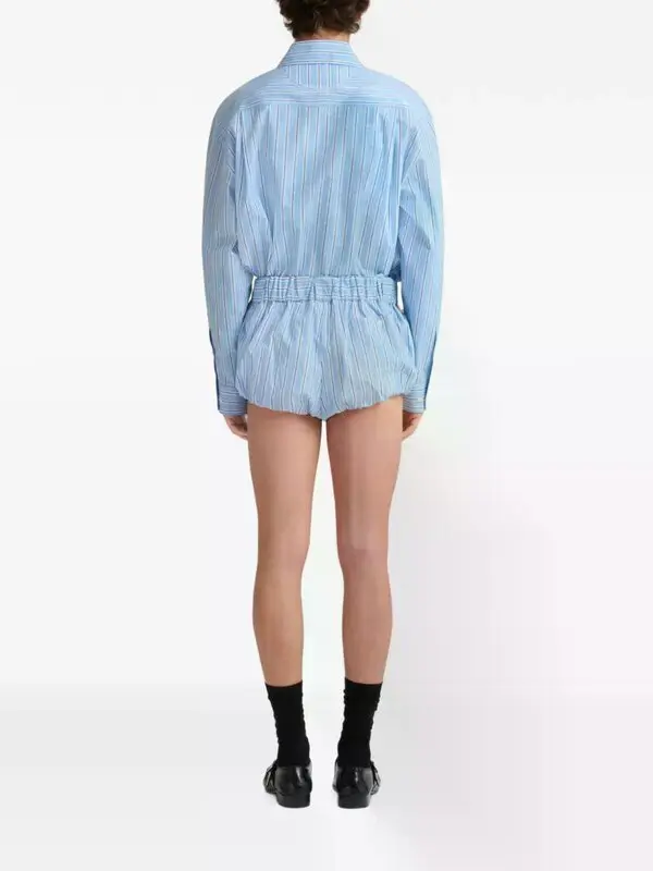 Marni Light Striped Poplin Shirt With Zipper Bib