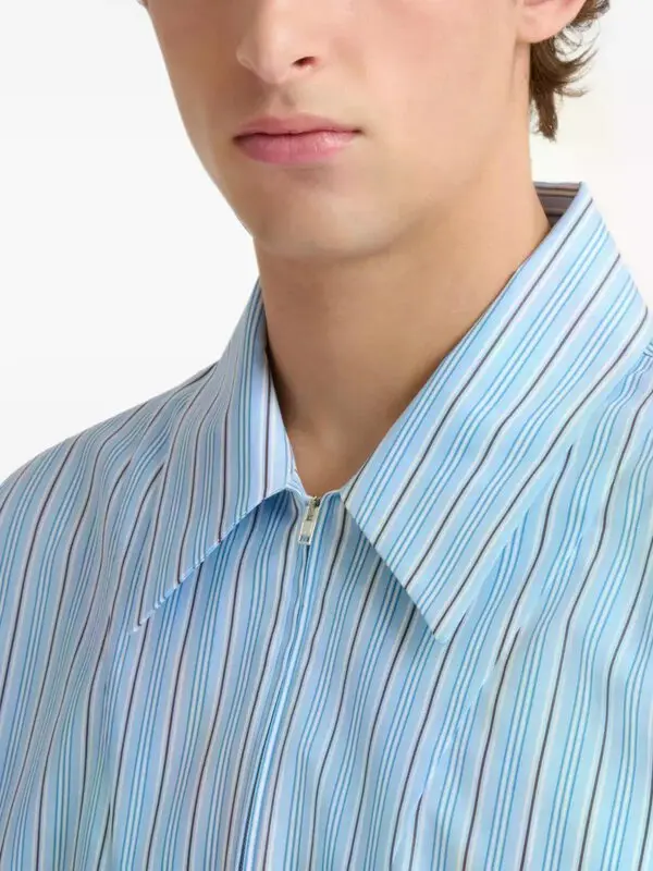 Marni Light Striped Poplin Shirt With Zipper Bib