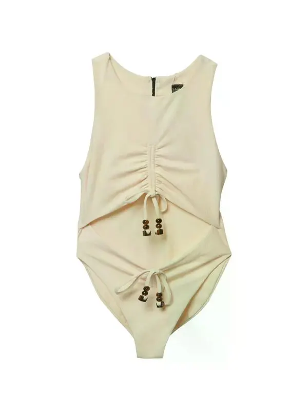 424 Cut-out Crepe Swimsuit With Ruched Detailing - Neutrals