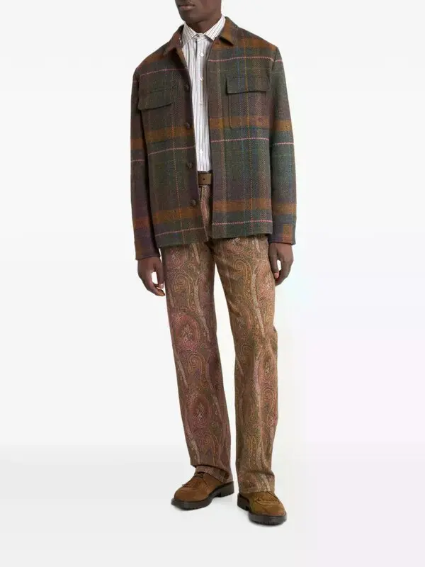 Etro Straight-leg Cotton Denim Jeans With Arnica Motif - Brown