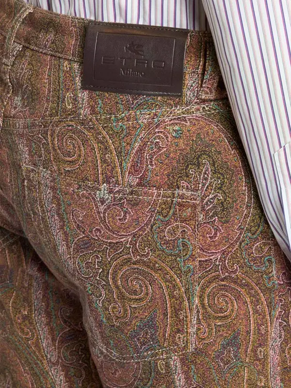 Etro Straight-leg Cotton Denim Jeans With Arnica Motif - Brown